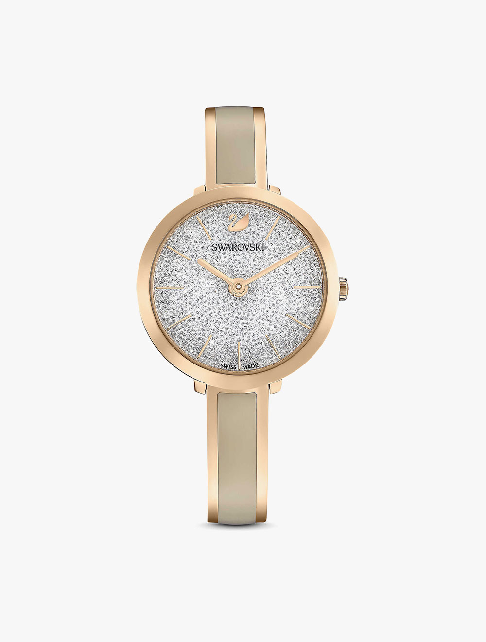Crystalline Delight Watch, Swiss Made, Metal Bracelet, Gray, Rose Gold ...