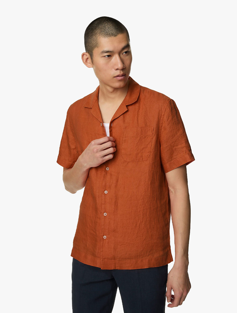 Pure Linen Cuban Collar Shirt