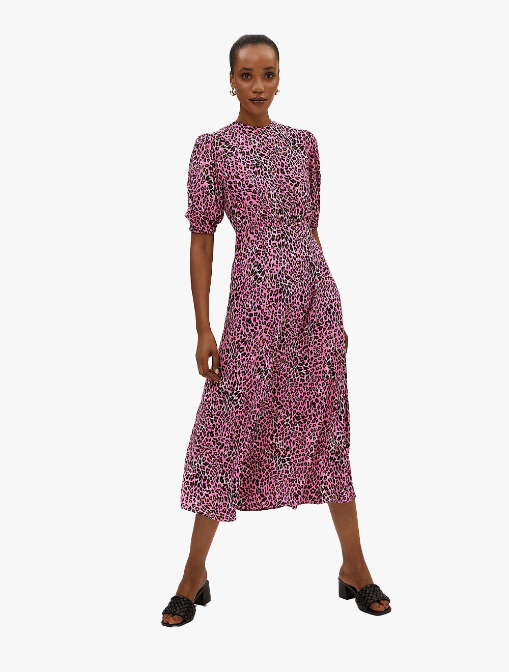 Animal Print Round Neck Midaxi Tea Dress