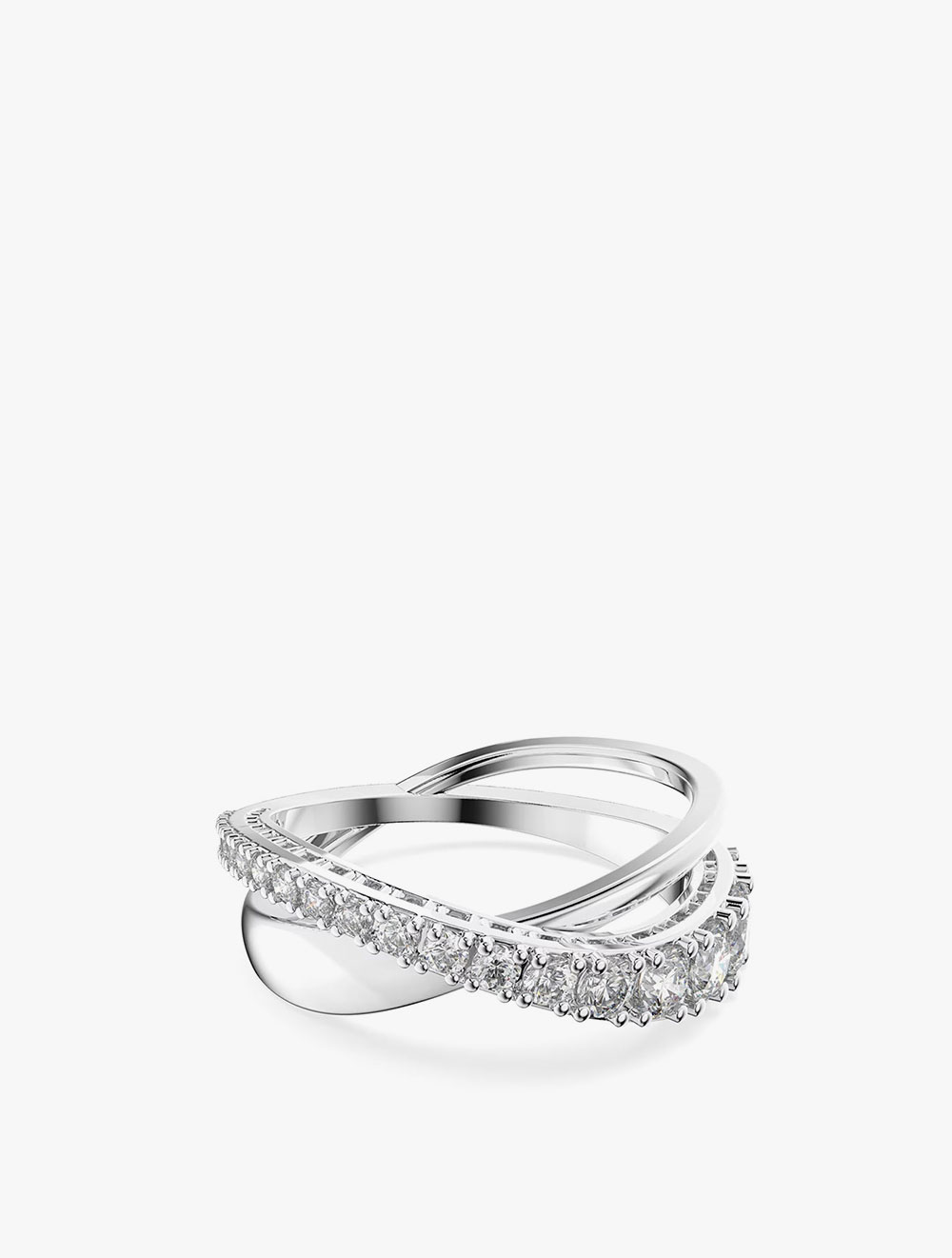 Twist Ring, White, Rhodium Plated - 50
