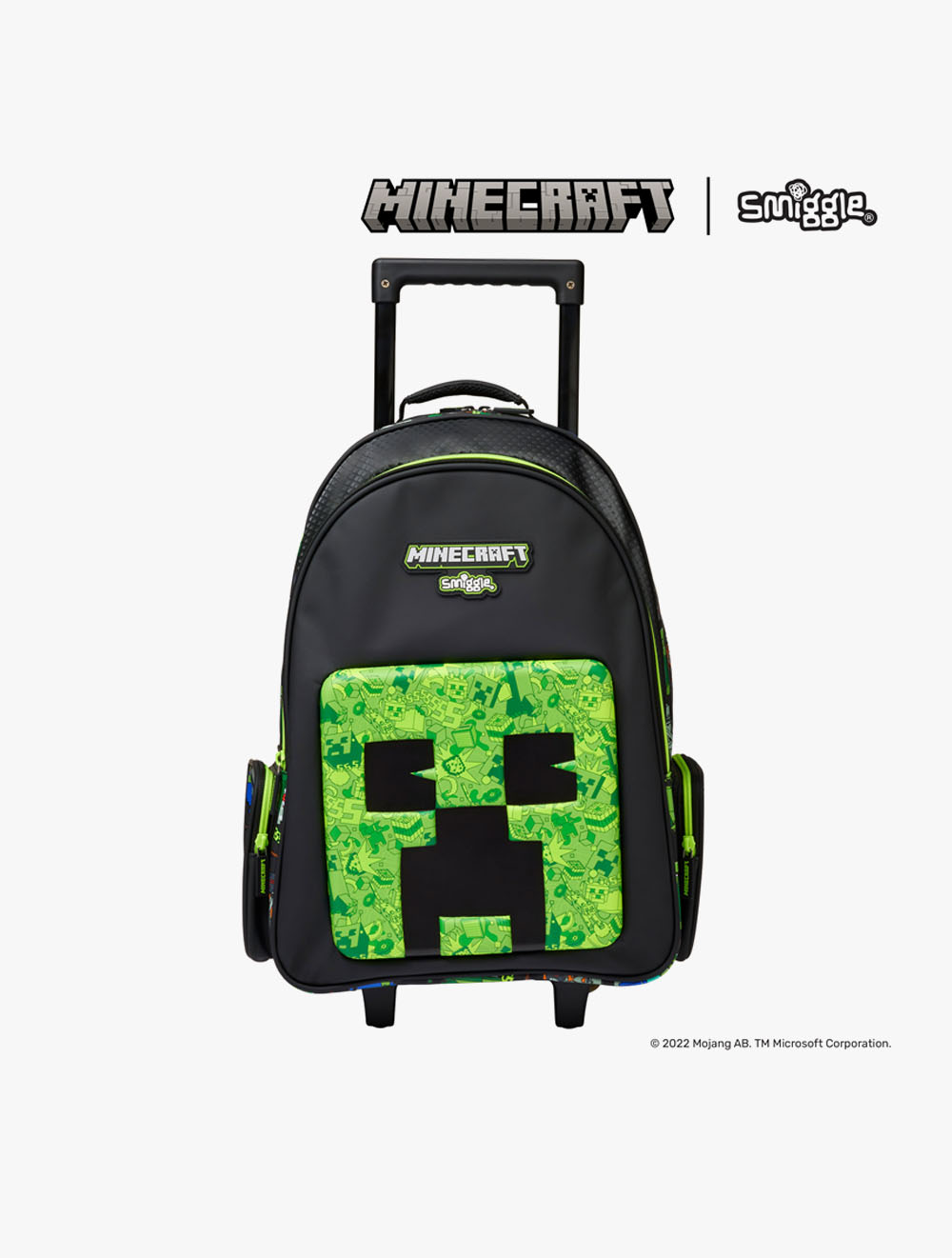 Smiggle Minecraft Trolley Backpack With Light Up Wheels - IGL449541BLK