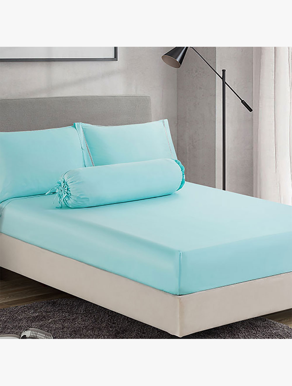 EXQUISITE-TURQUOISE FITTED SHEET SET 200 CM X 200 CM