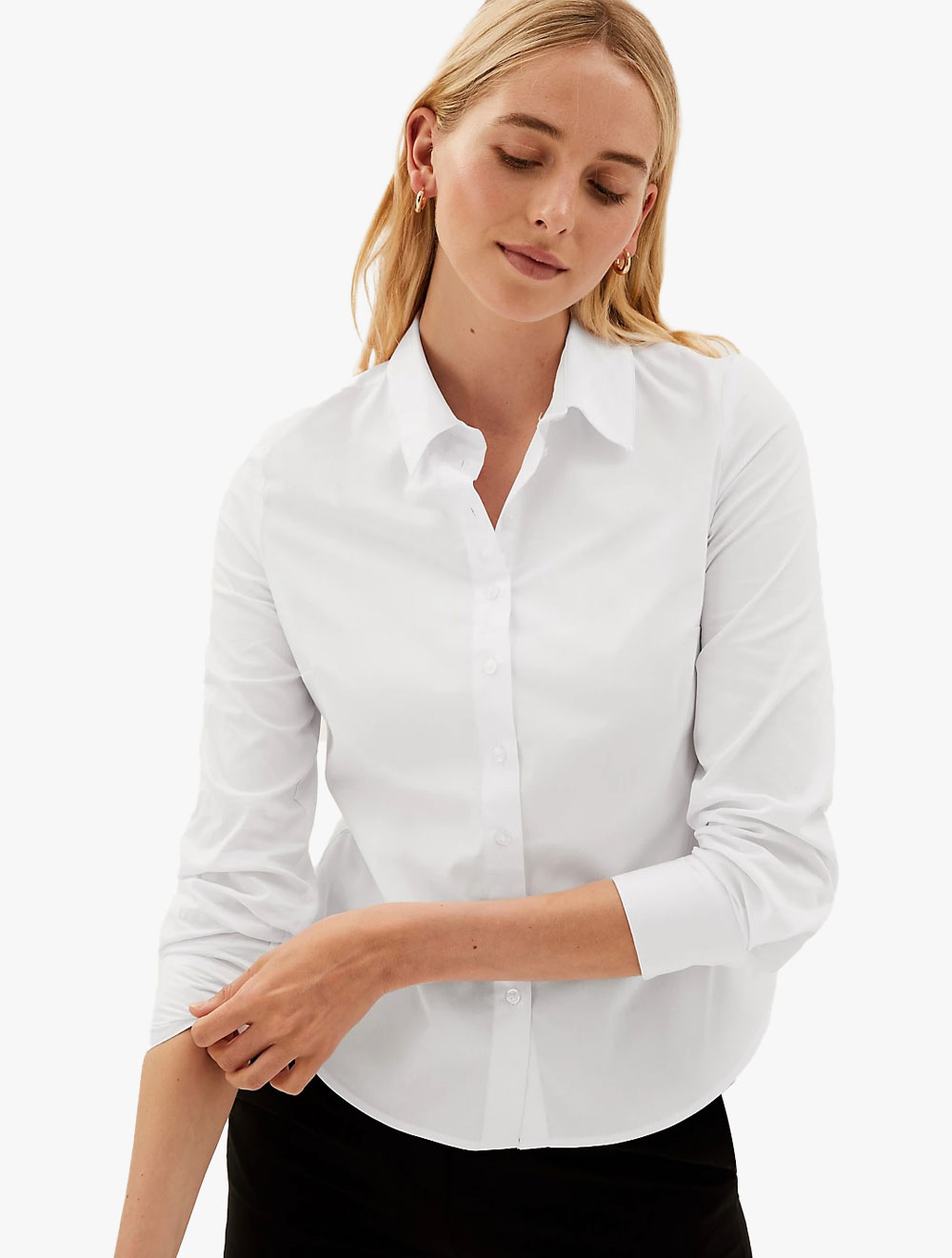Cotton Rich Fitted Collared Shirt