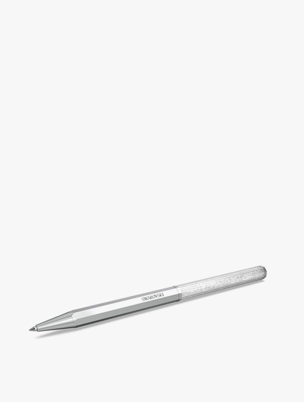 Crystalline Ballpoint Pen, Octagon Shape, Silver Tone, Chrome Plated